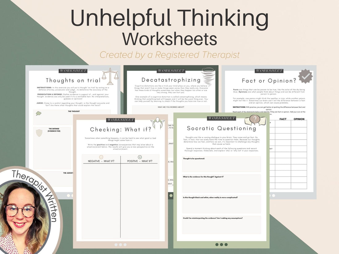 Unhelpful Thinking CBT Tools - 5 Worksheet Pack – mialiferesources